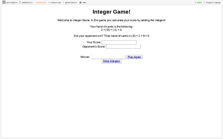 Integer Game! ― Perchance Generator