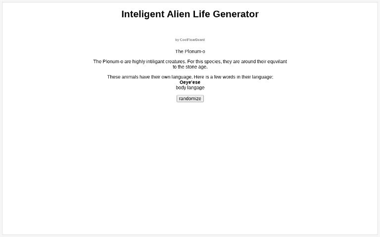 Inteligent Alien Life Generator