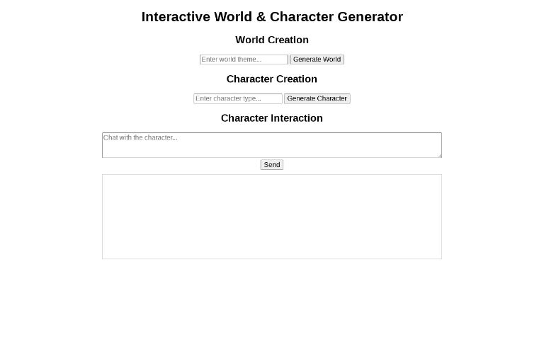 Interactive World & Character Generator