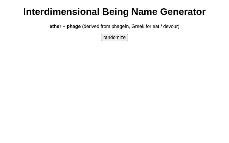 Interdimensional Being Name Generator