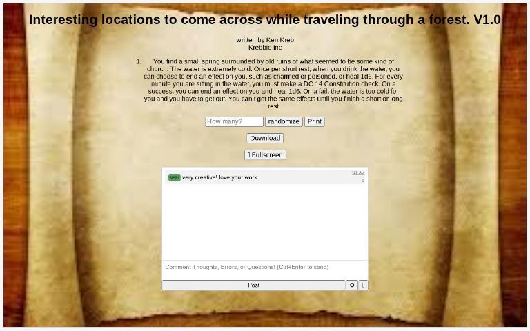 Interesting locations to come across while traveling through a forest. V1.0 ― Perchance Generator
