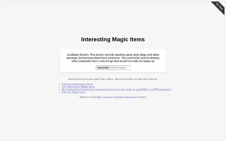 Interesting Magic Items ― Perchance Generator