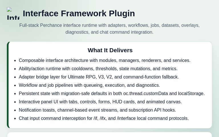 Interface Framework Plugin