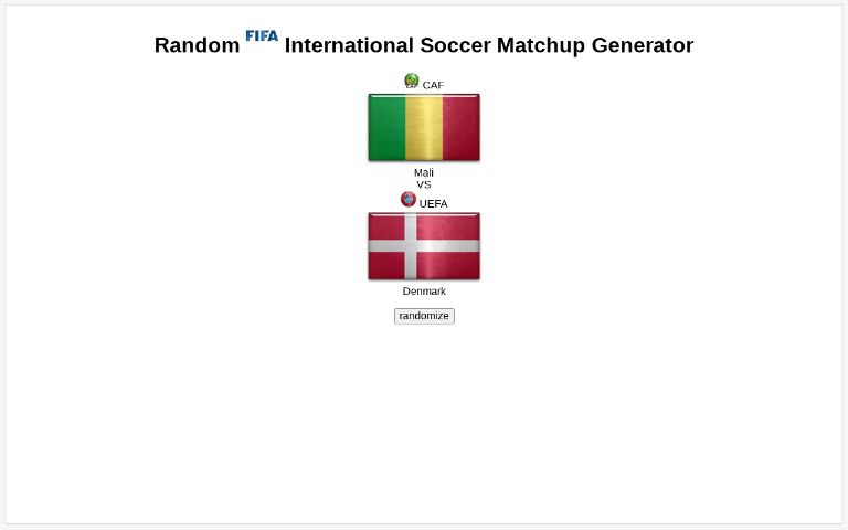 Random International Soccer Matchup Generator