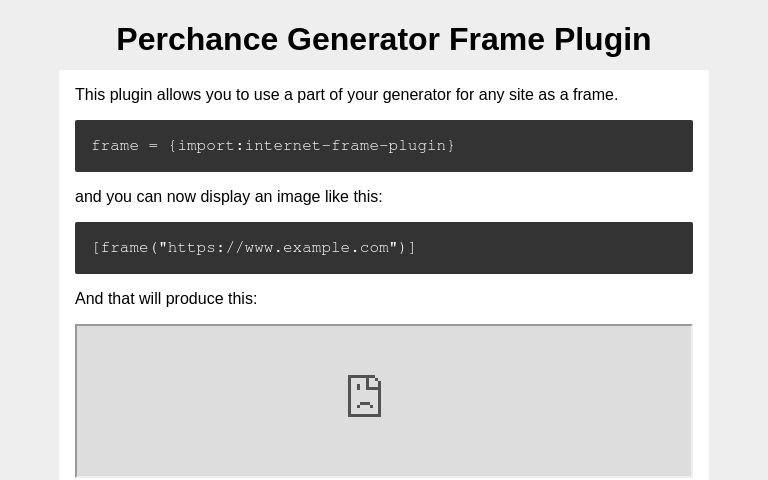 ︎ Perchance Generator Frame Plugin ︎