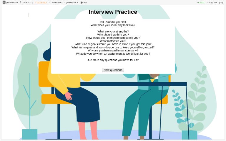 Interview Practice ― Perchance Generator