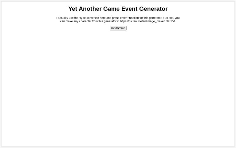 Yet Another Game Event Generator