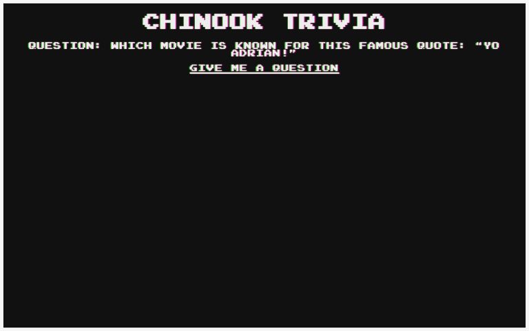 CHINOOK TRIVIA ― Perchance Generator