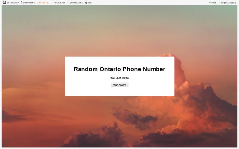 Random Ontario Phone Number ― Perchance Generator