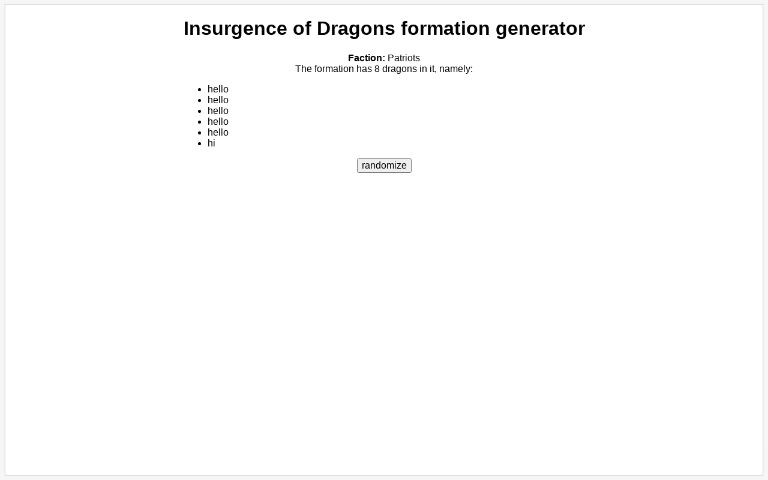 Insurgence of Dragons formation generator