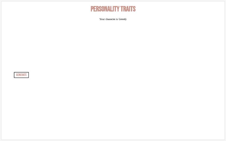 Personality Traits ― Perchance Generator