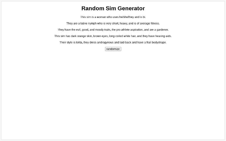 Random Sim Generator