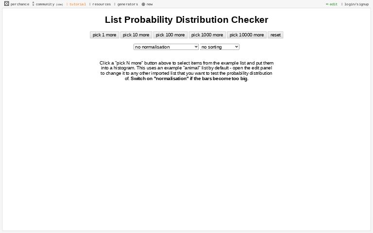 List Probability Distribution Checker ― Perchance Generator