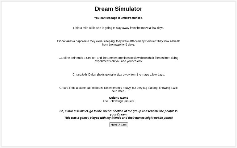 Dream Simulator ― Perchance Generator