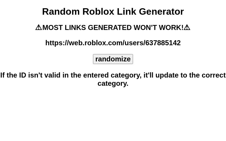 Random Roblox Link Generator