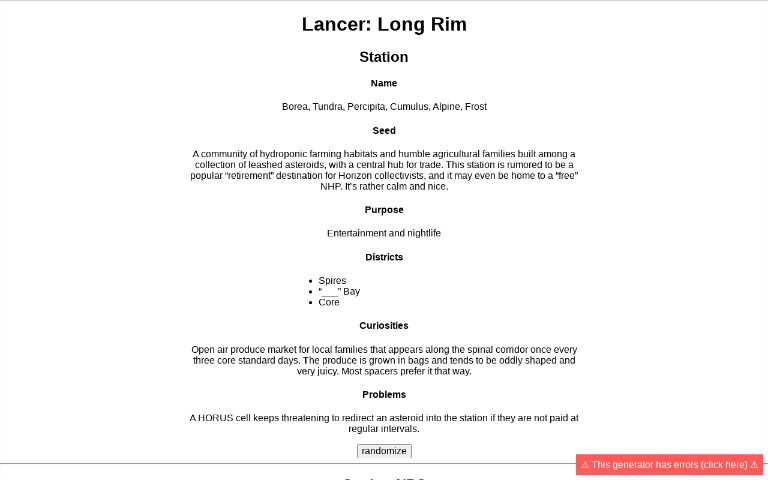 Lancer: Long Rim ― Perchance Generator