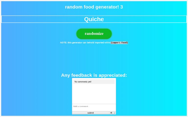 random food generator! 3