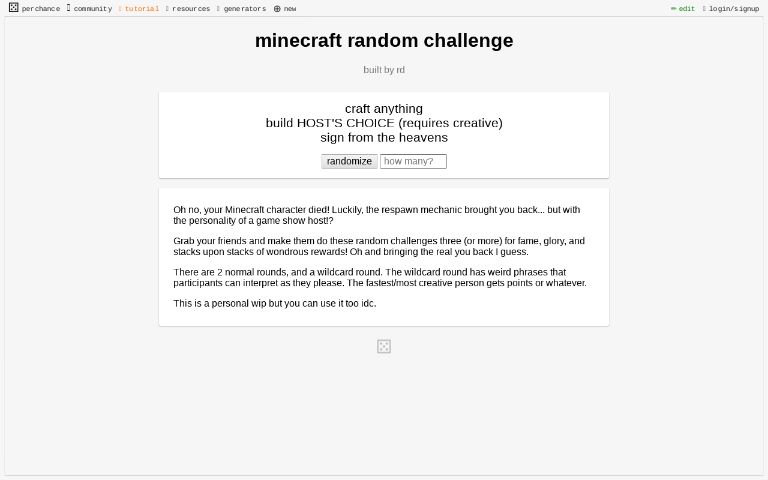 minecraft random challenge ― Perchance Generator