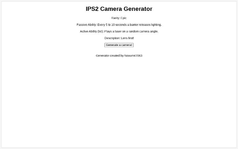 IPS2 Camera Generator