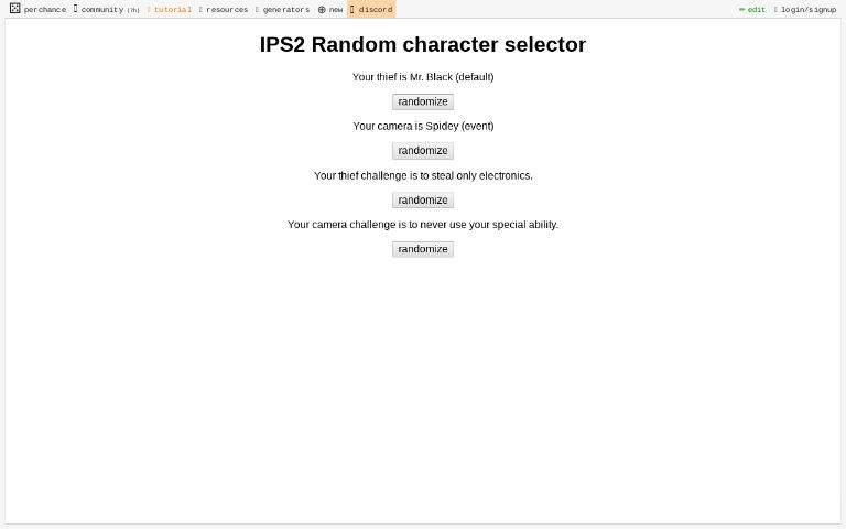 IPS2 Random character selector ― Perchance Generator
