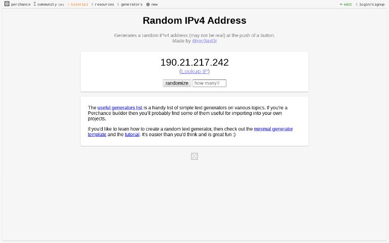 Random IPv4 Address ― Perchance Generator