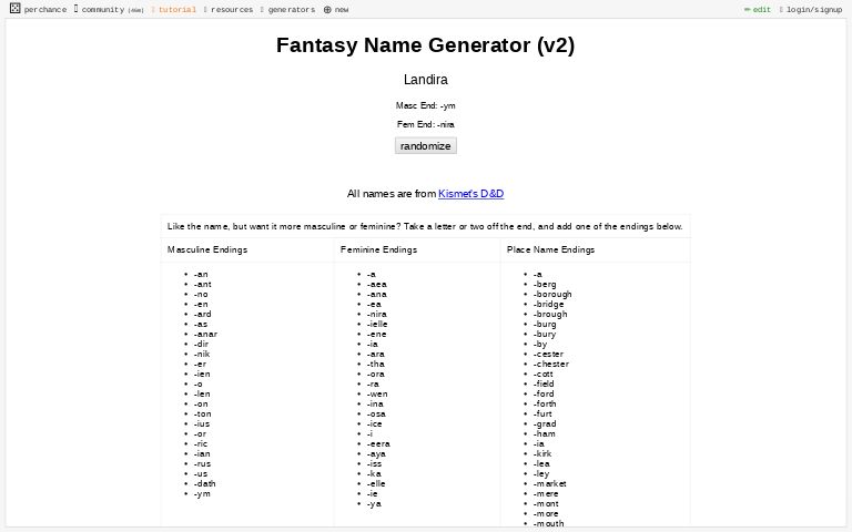 Fantasy Name Generator (v2)