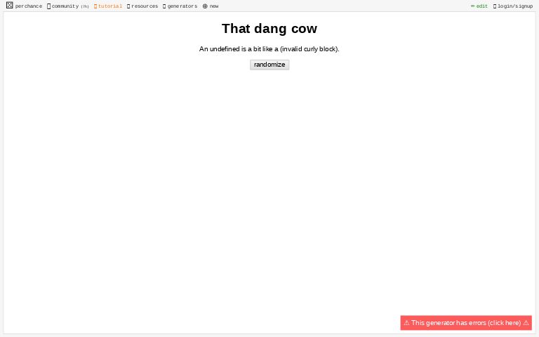 That dang cow ― Perchance Generator
