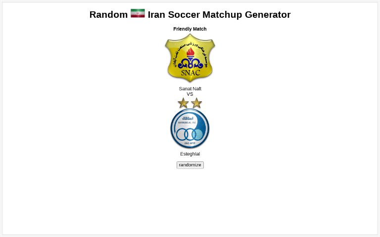 Random Iran Soccer Matchup Generator