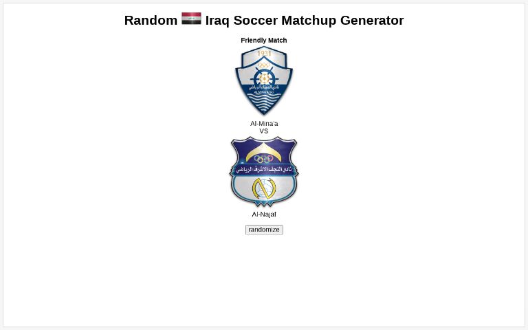 Random Iraq Soccer Matchup Generator
