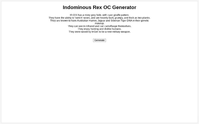 Indominous Rex OC Generator