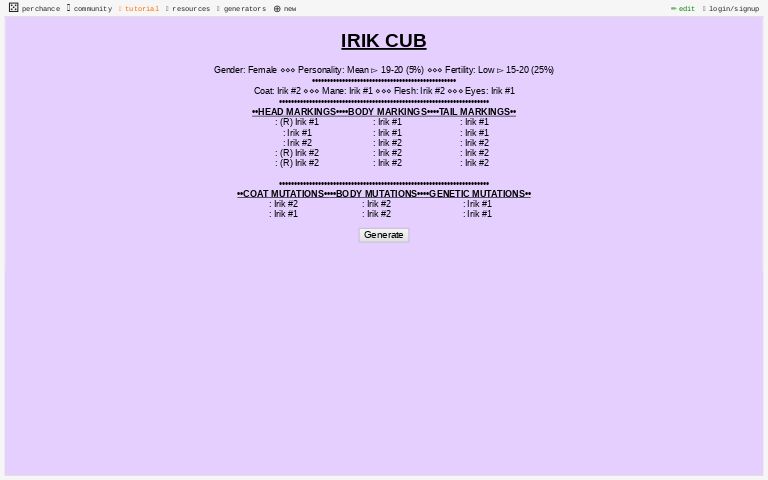 IRIK CUB ― Perchance Generator