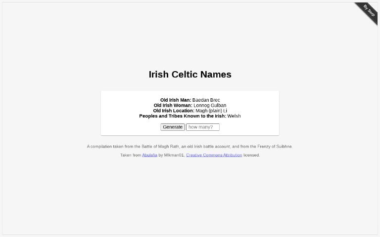 Irish Celtic Names ― Perchance Generator
