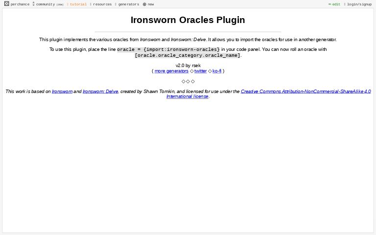 Ironsworn Oracles Plugin v2.0