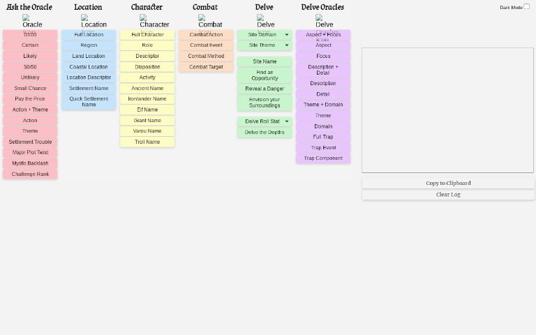 Ironsworn Oracles ― Perchance Generator
