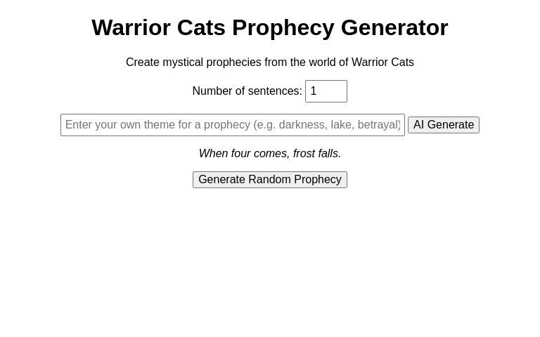 Warrior Cats Prophecy Generator