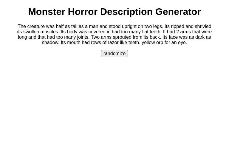 Monster Horror Description Generator