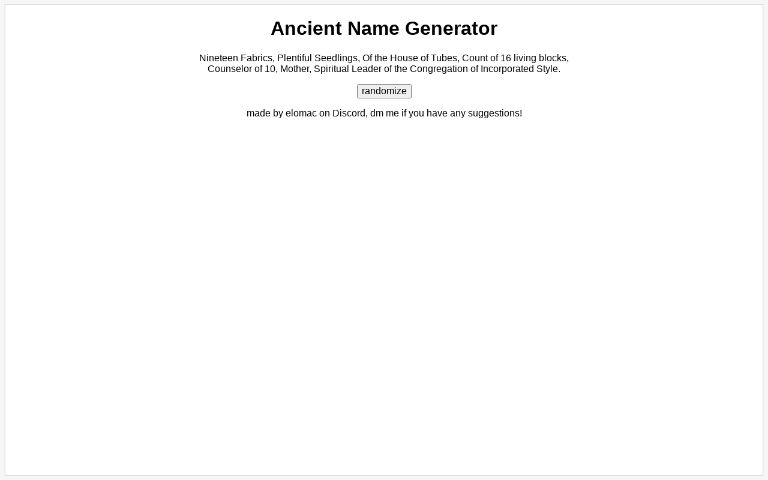 Ancient Name Generator