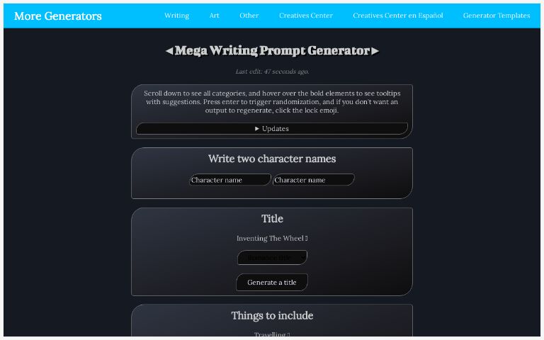Mega Writing Prompt Generator