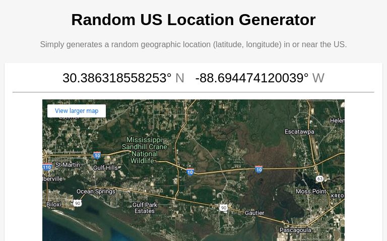 Random US Location Generator (Geographic Coordinates)
