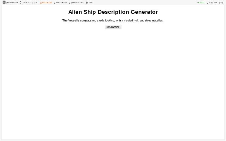 Alien Ship Description Generator