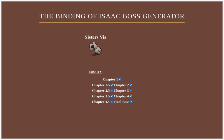 The Binding of Isaac Boss Generator