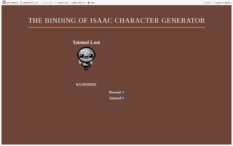 The Binding of Isaac Character Generator