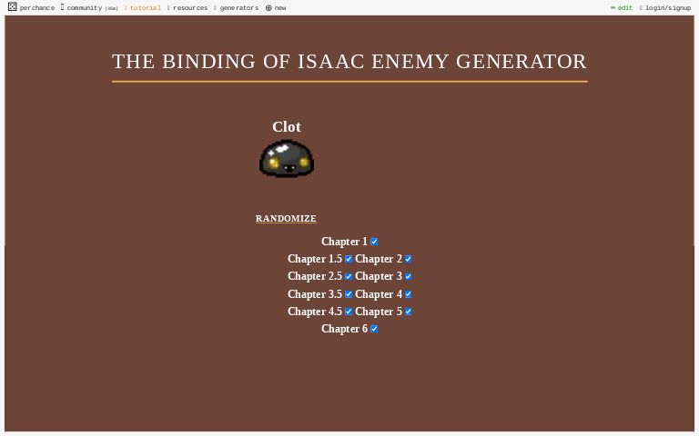 The Binding of Isaac Enemy Generator