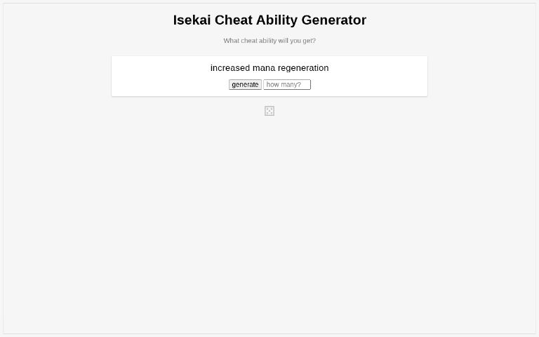Isekai Cheat Ability Generator