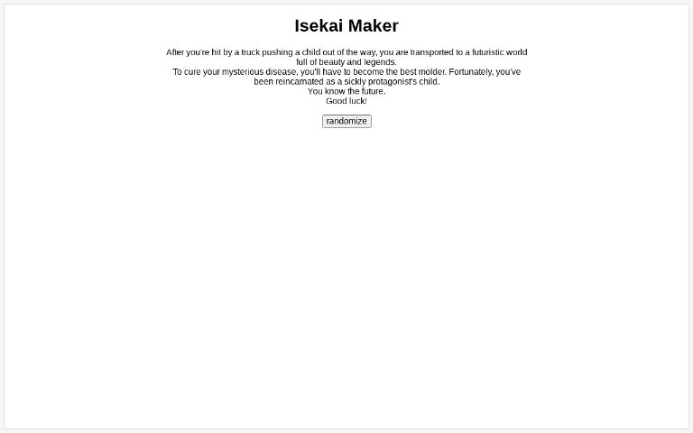 Isekai Maker ― Perchance Generator