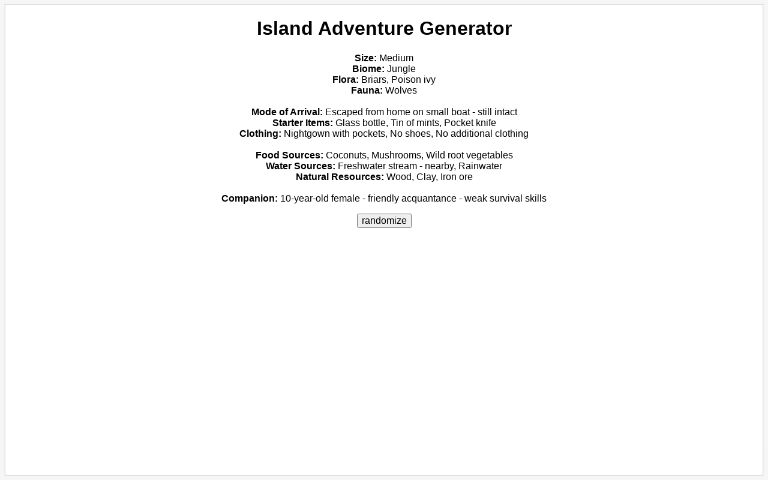 Island Adventure Generator