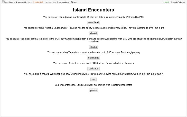Island Encounters ― Perchance Generator