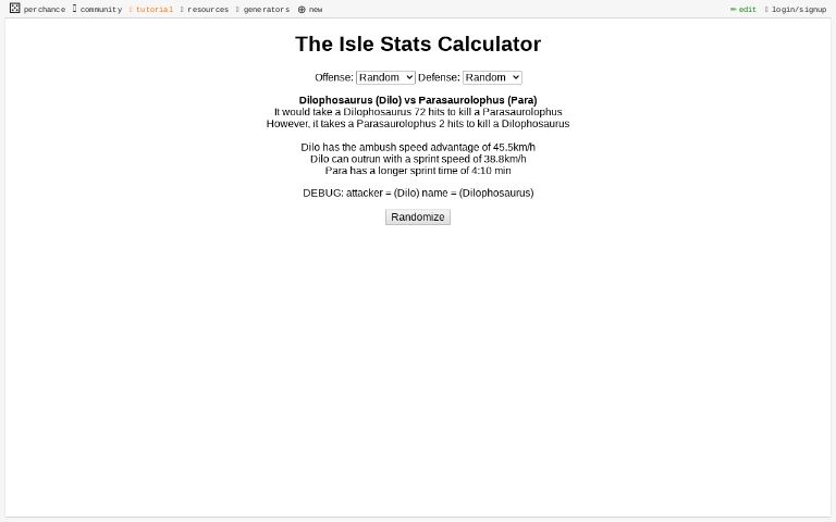 The Isle Stats Calculator ― Perchance Generator