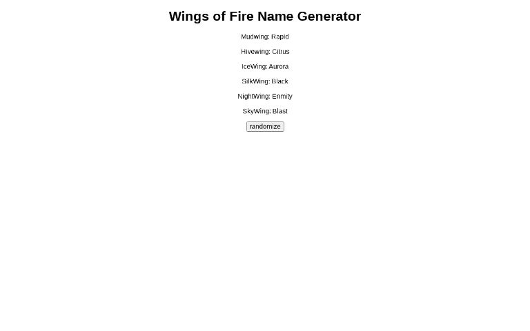 Wings of Fire Name Generator