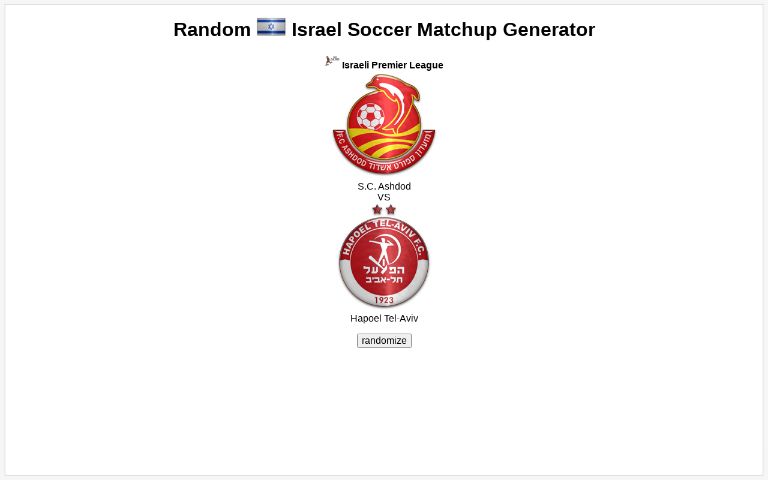Random Israel Soccer Matchup Generator